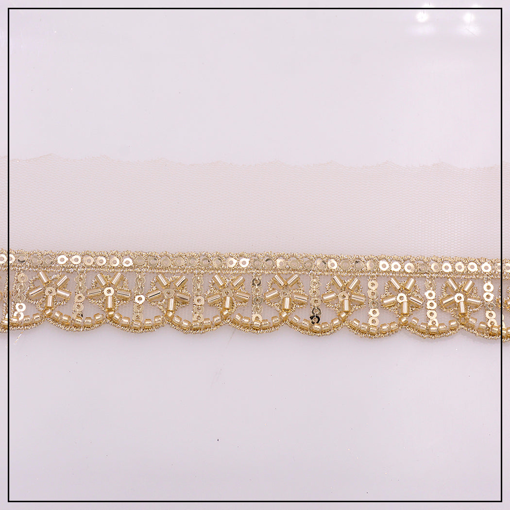 One Side Border Fancy Sequence Lace – Button Corner