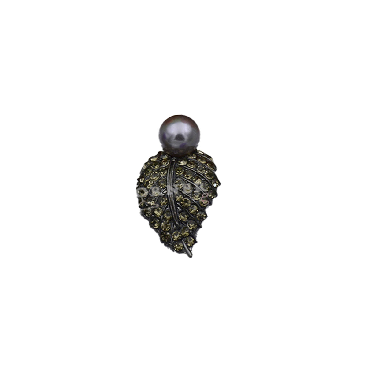 Fancy Leave Button With Pearls – Button Corner