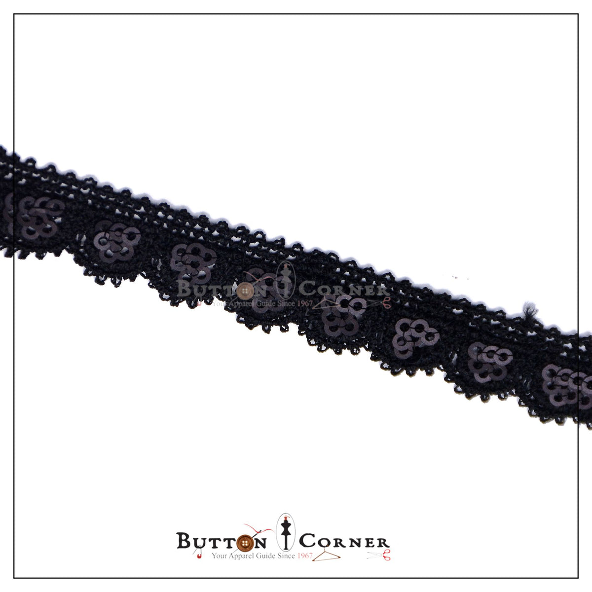 One Side Border Sequence Lace – Button Corner
