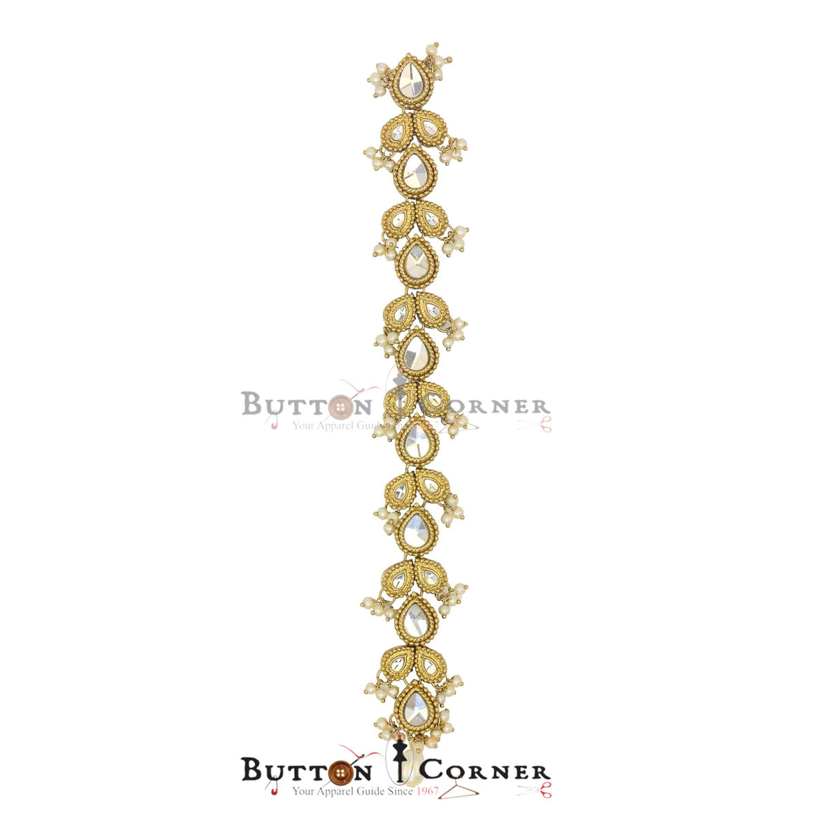 Fancy Kundan & Pearl Button Patti – Button Corner