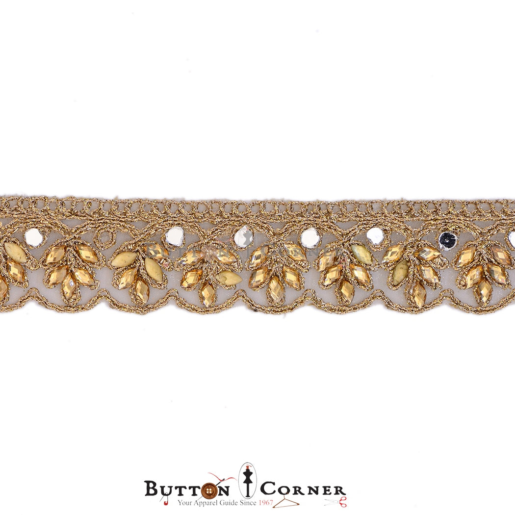 Fancy Metallic Yarn Mirror & Stone Lace – Button Corner