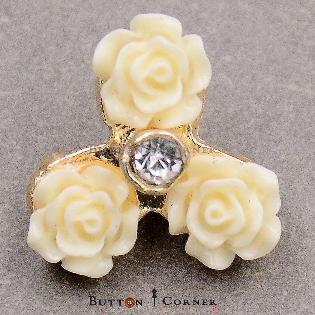 3 Flower Stone Fancy Button – Button Corner