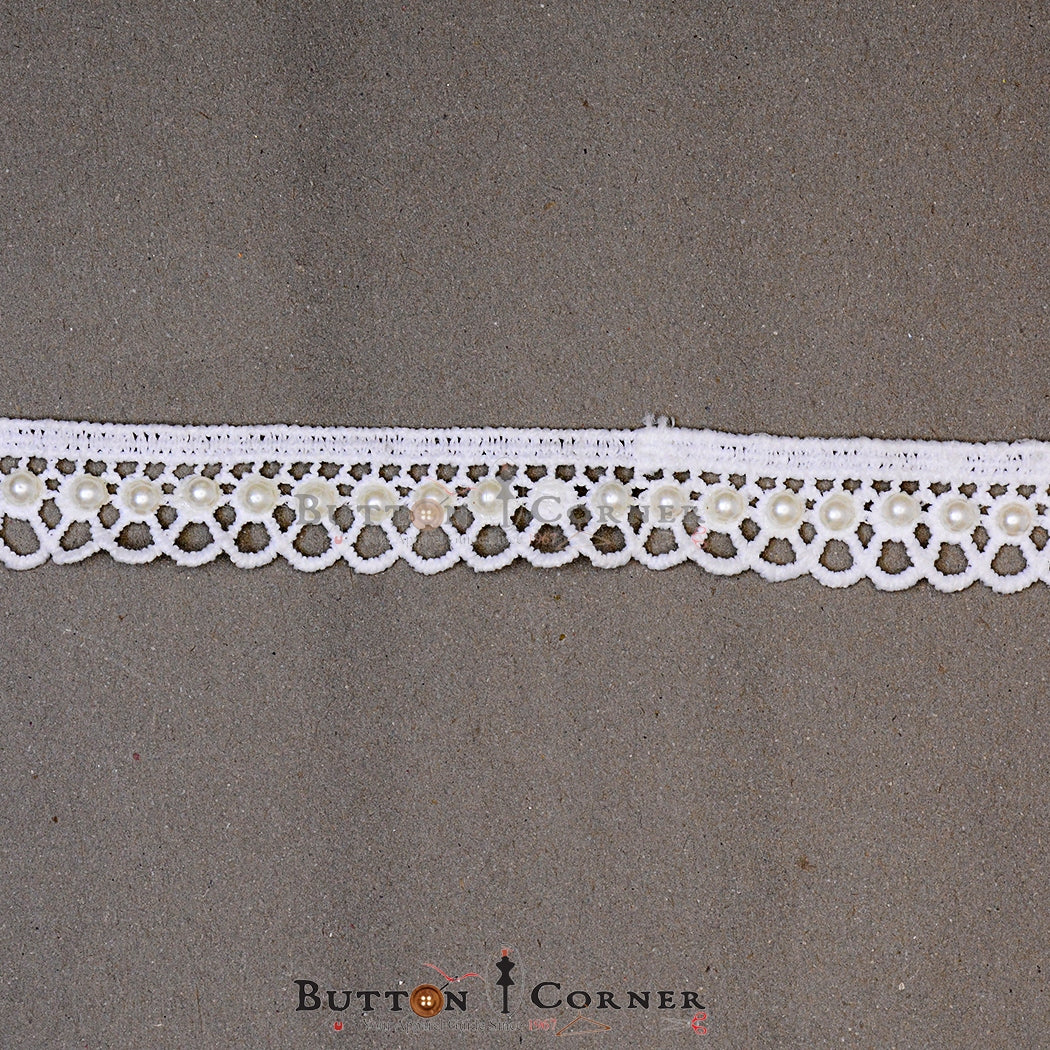 One Side Border Pearl Shuttle Lace – Button Corner