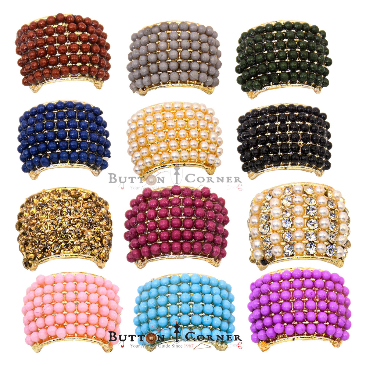 Curve Shape Fancy Pearls Button – Button Corner