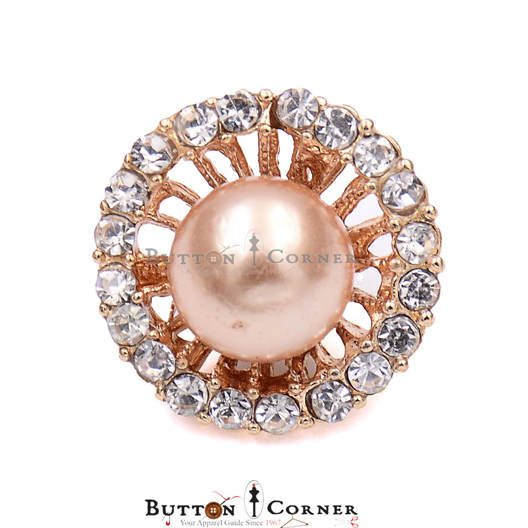 Round Crystal & Pearl Fancy Button – Button Corner