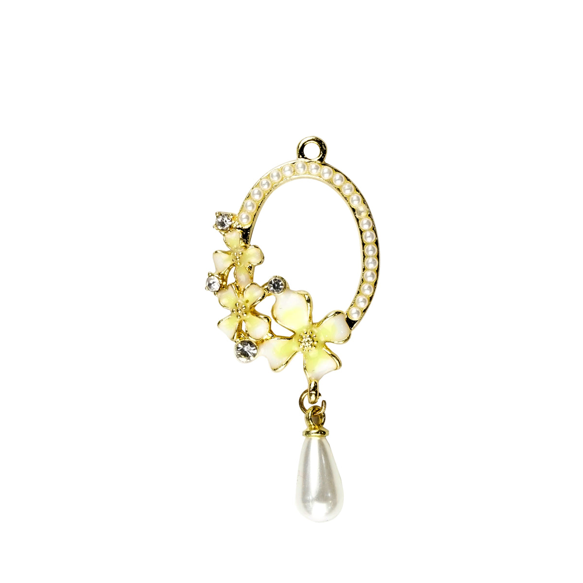 Floral Flower Pearl Rhinestone Hanging Button – Button Corner