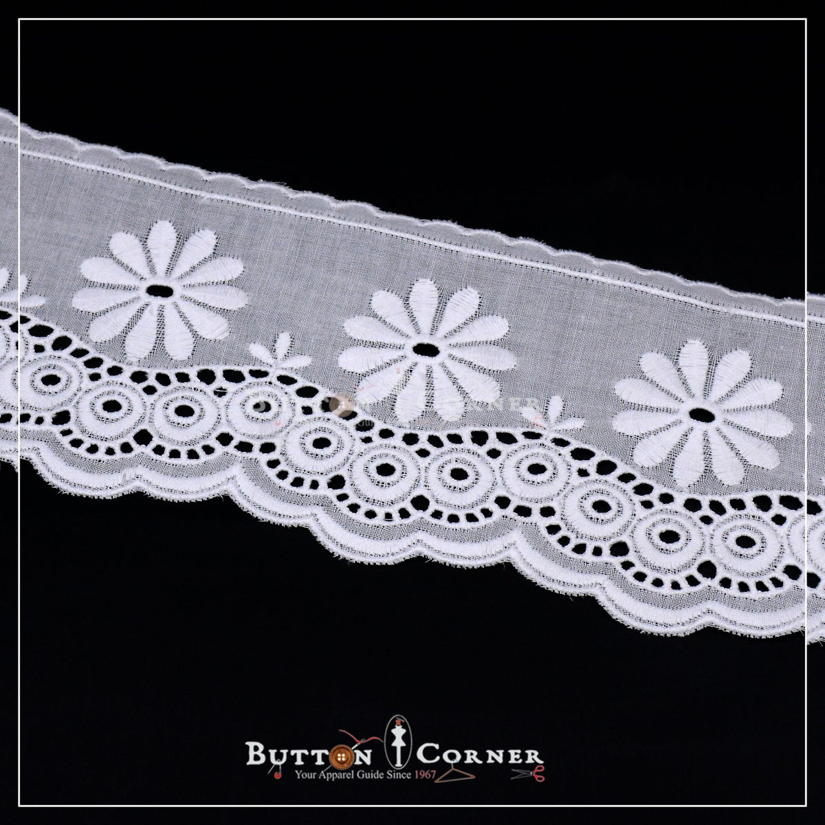 One Side Border Cotton Lace – Button Corner