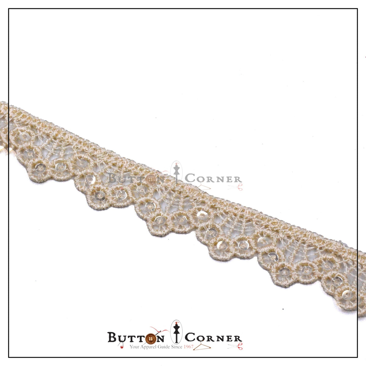 One Side Border Sequence Lace – Button Corner
