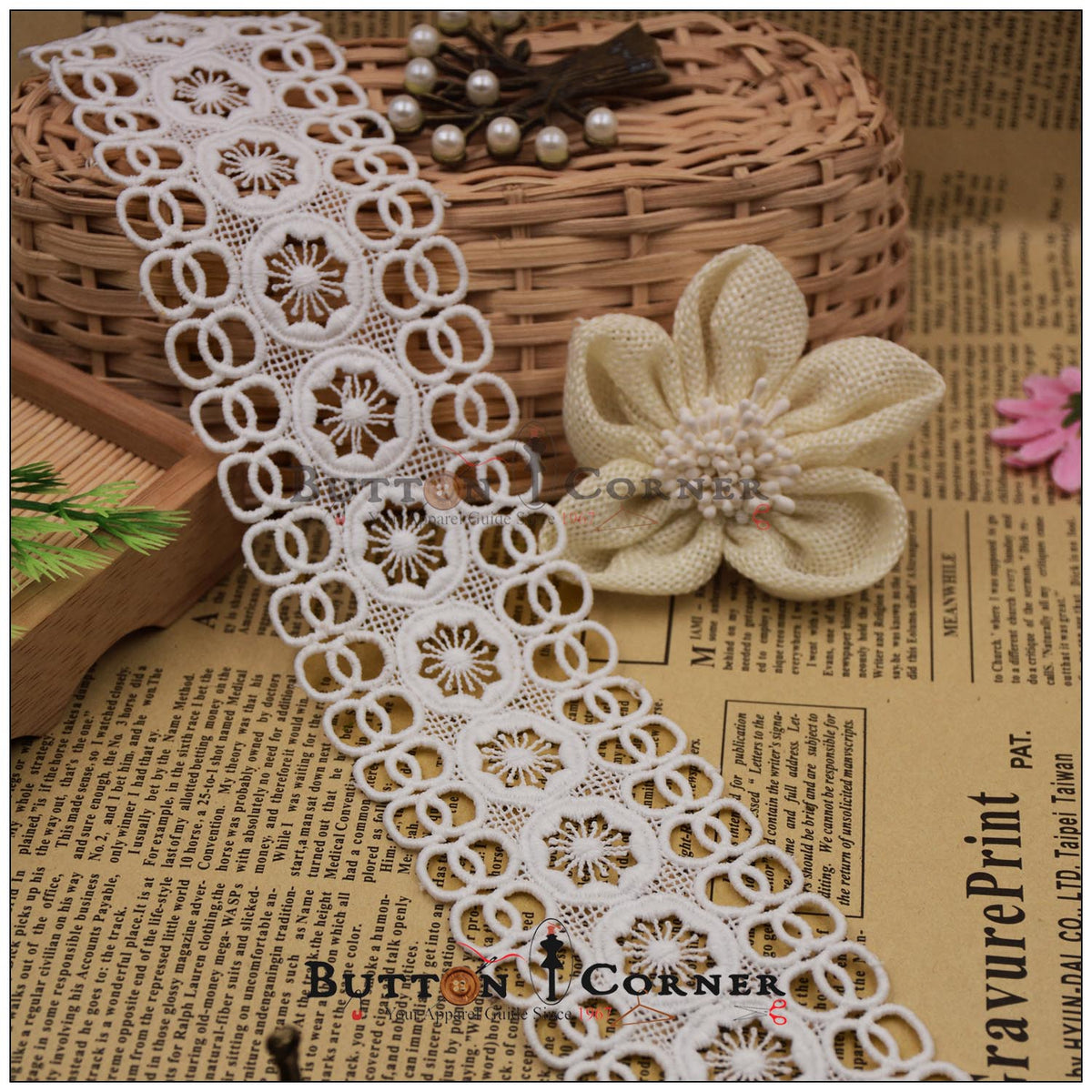 Shuttle Double Side Border Lace – Button Corner