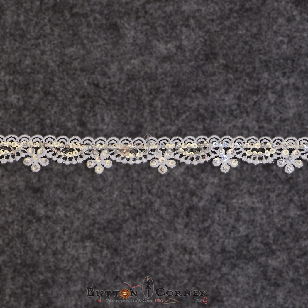 One Side Border Shuttle Sequence Lace – Button Corner
