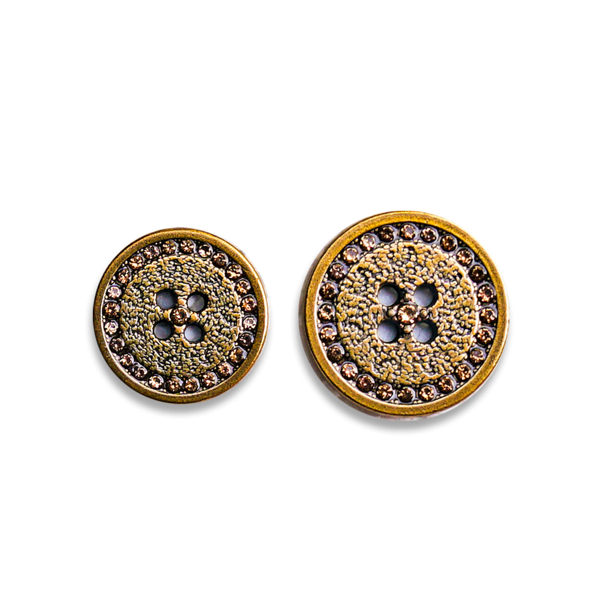 4 Hole Metal Button With Stones Border – Button Corner