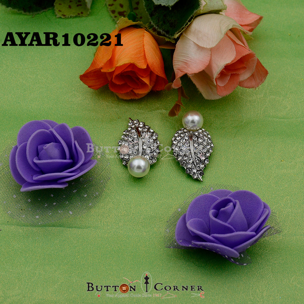 Fancy Leave Button With Pearls – Button Corner