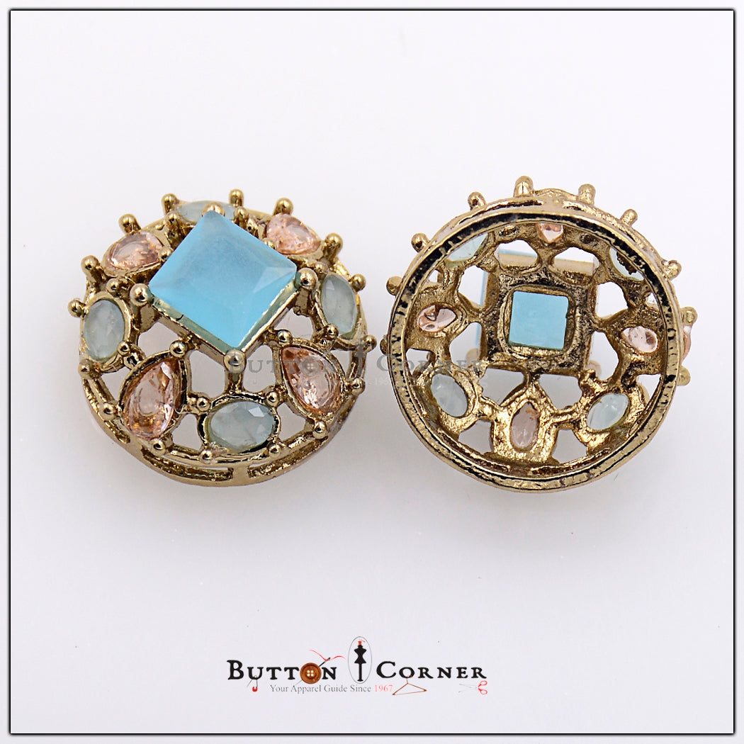 Circle Shape Fancy Kundan Button – Button Corner