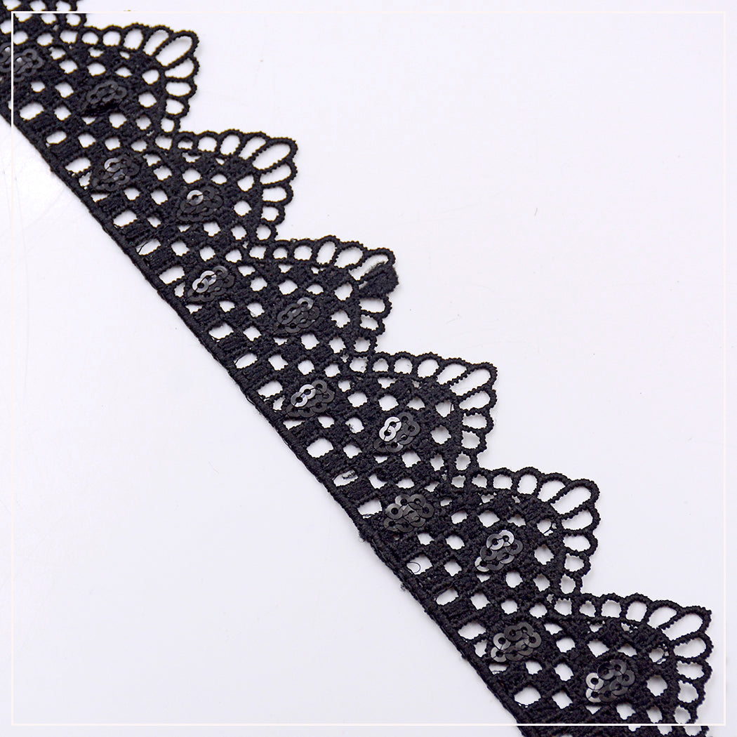 One Side Border Sequence Lace – Button Corner
