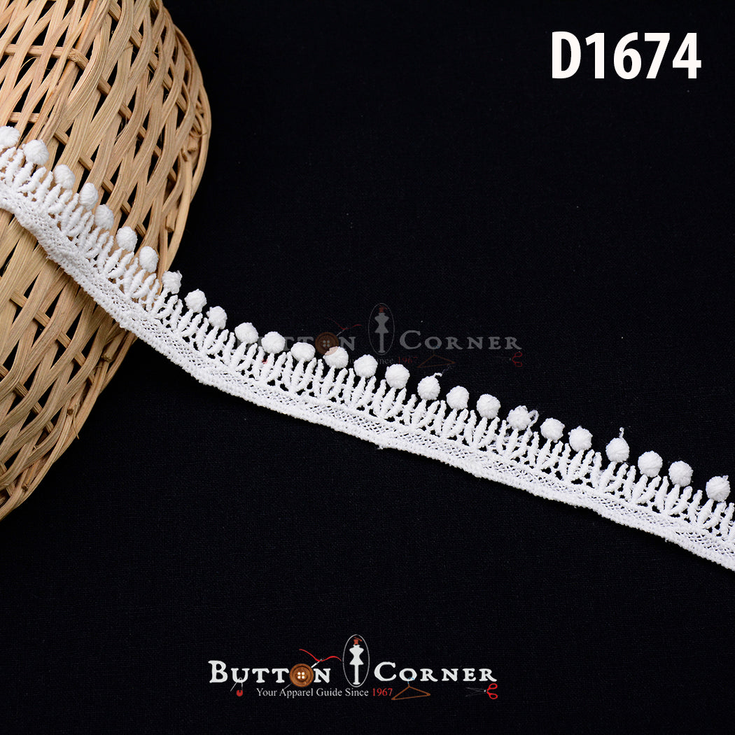 One Side Border Shuttle Lace – Button Corner