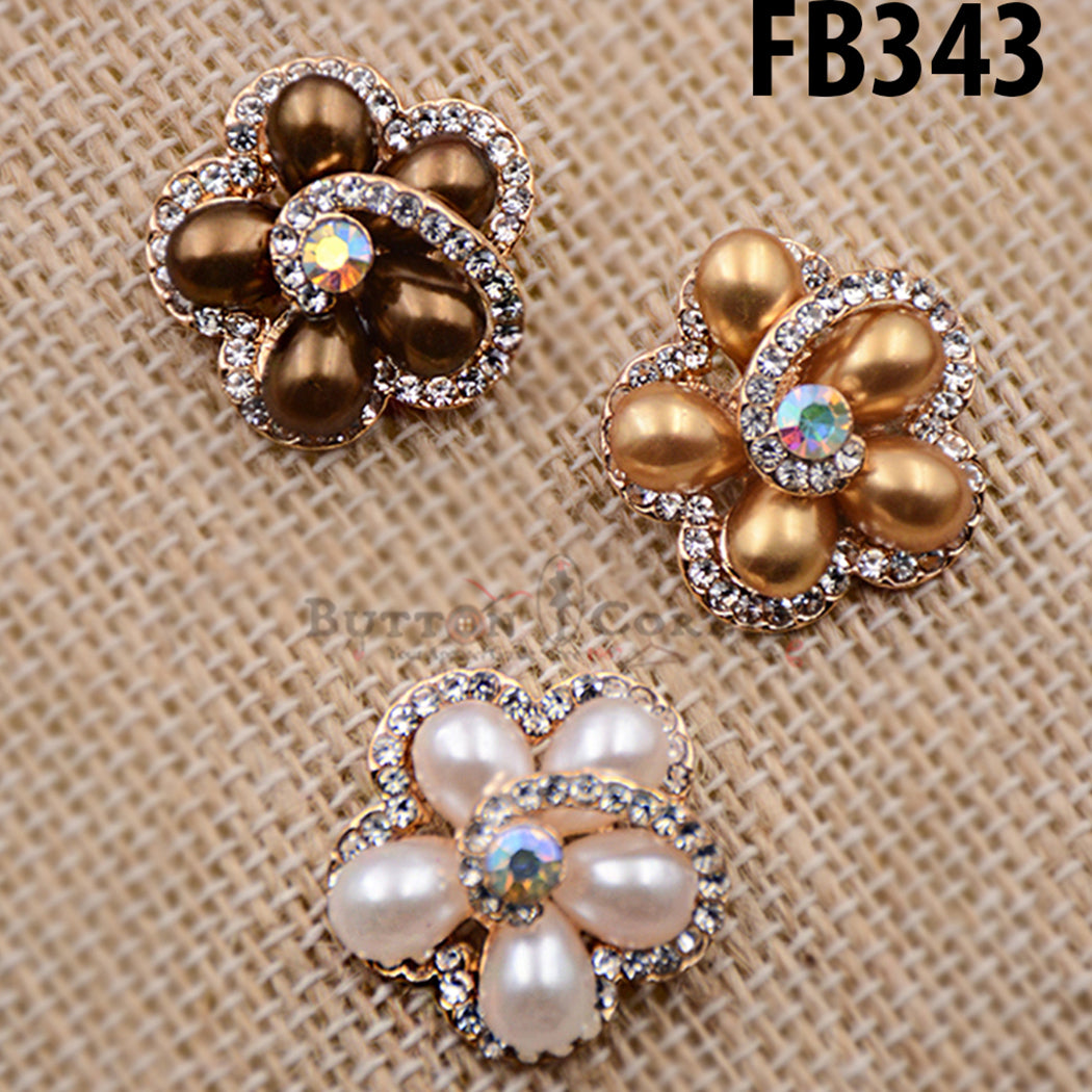 Fancy Button With Stone & Pearls – Button Corner