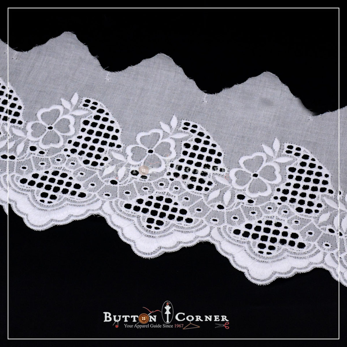One Side Border Cotton Lace – Button Corner