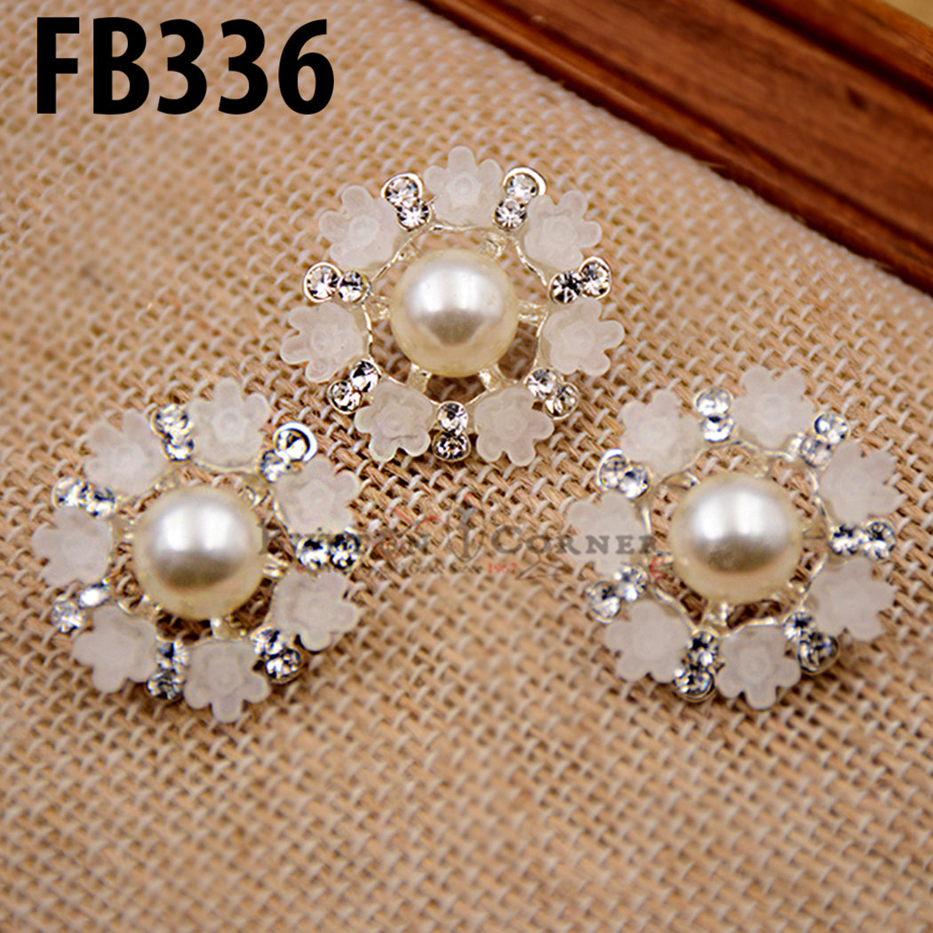 Fancy Button With Big Flower & Stone – Button Corner