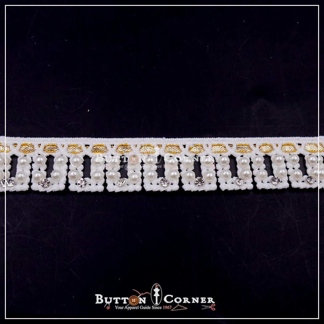 Shuttle Fancy Lace with Pearls – Button Corner
