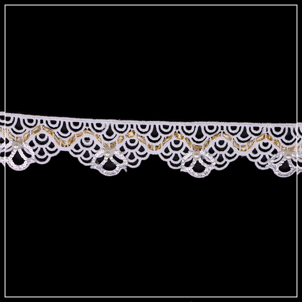 Fancy Sequence & Pearl Shuttle Lace – Button Corner