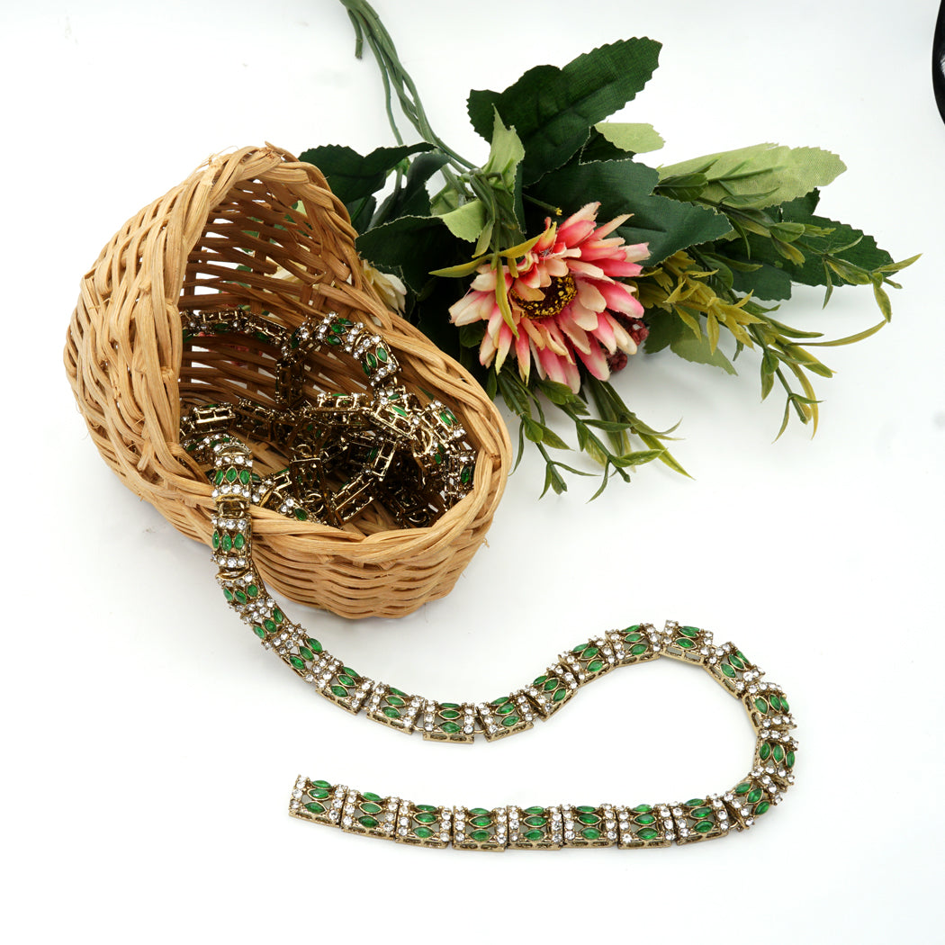 Gold Base Fancy Kundan Lace – Button Corner