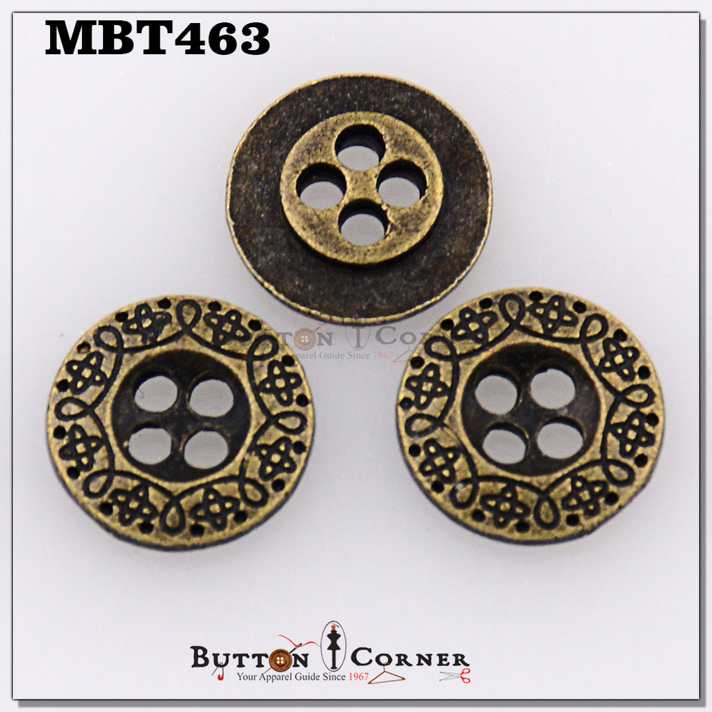Scrollwork Border 4 Hole Metal Button – Button Corner