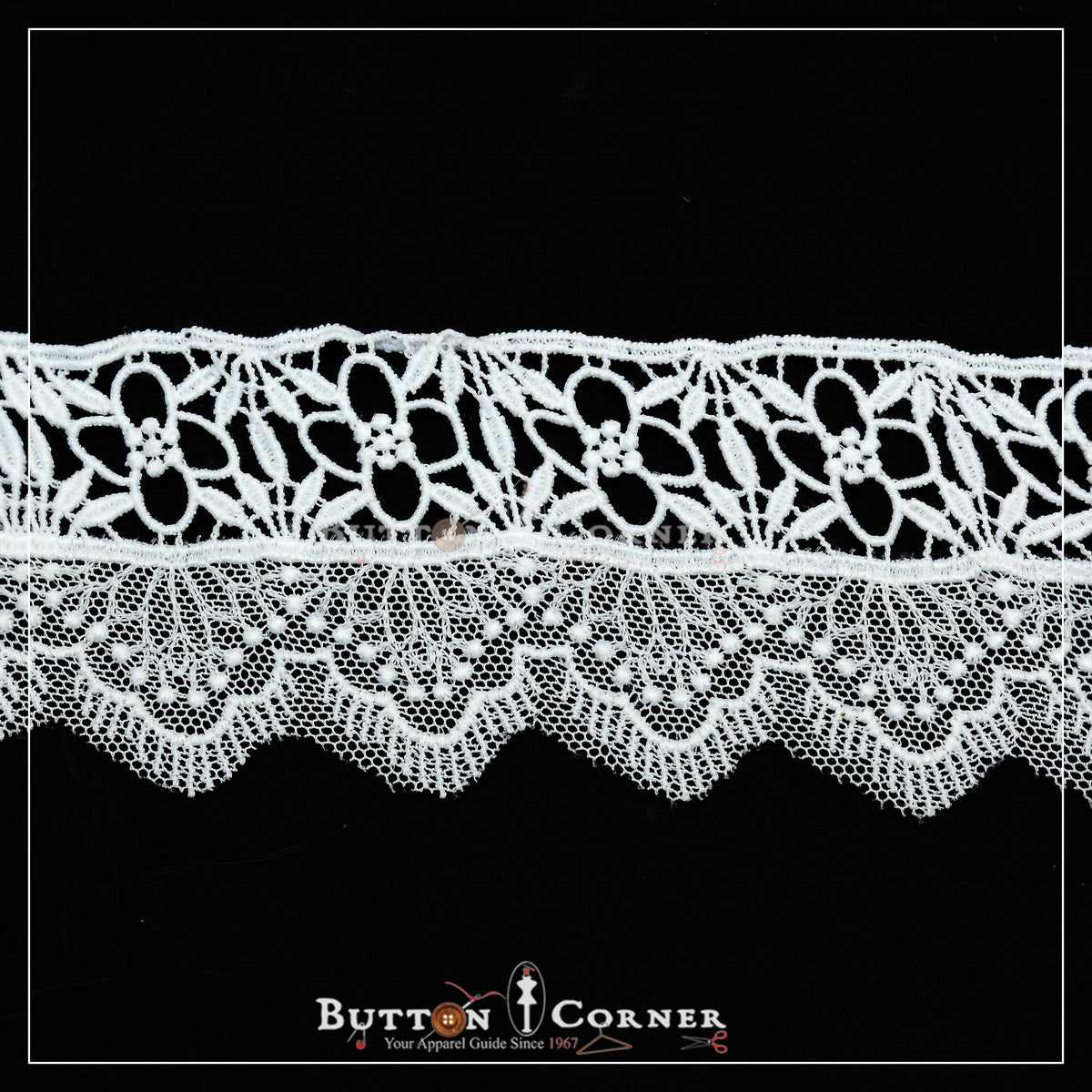 One Side Border Shuttle Net Lace – Button Corner