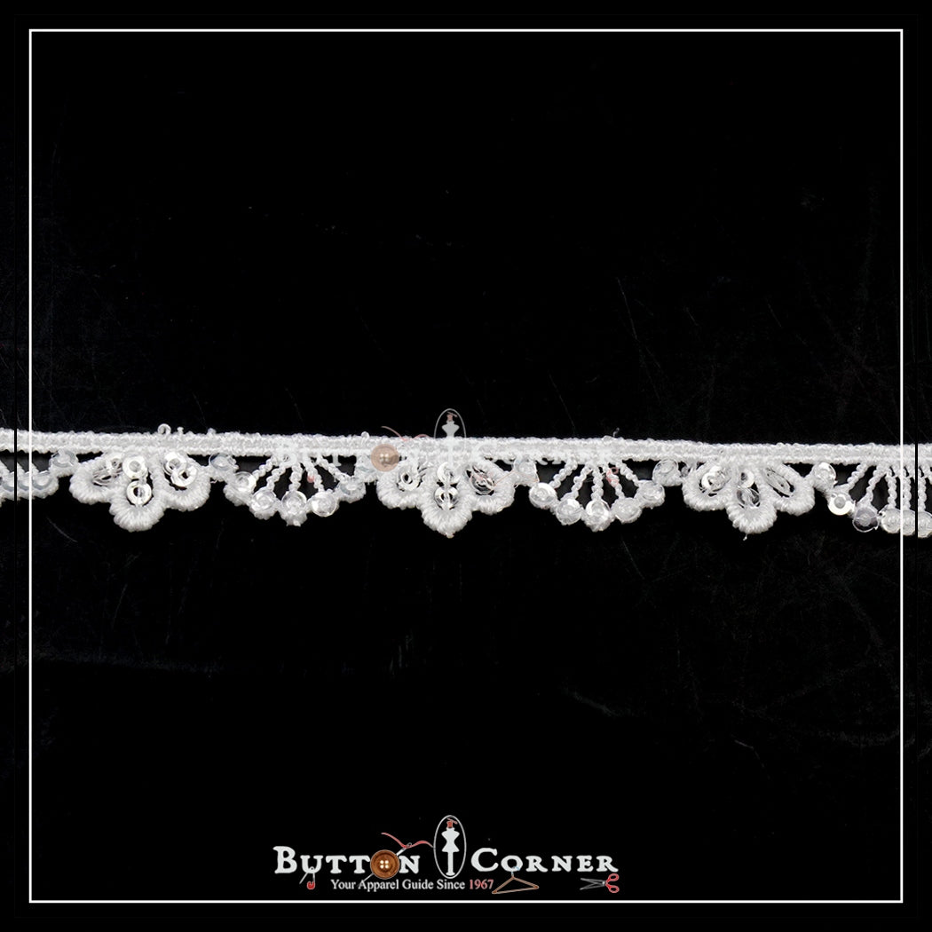 One Side Border Sequence Lace – Button Corner