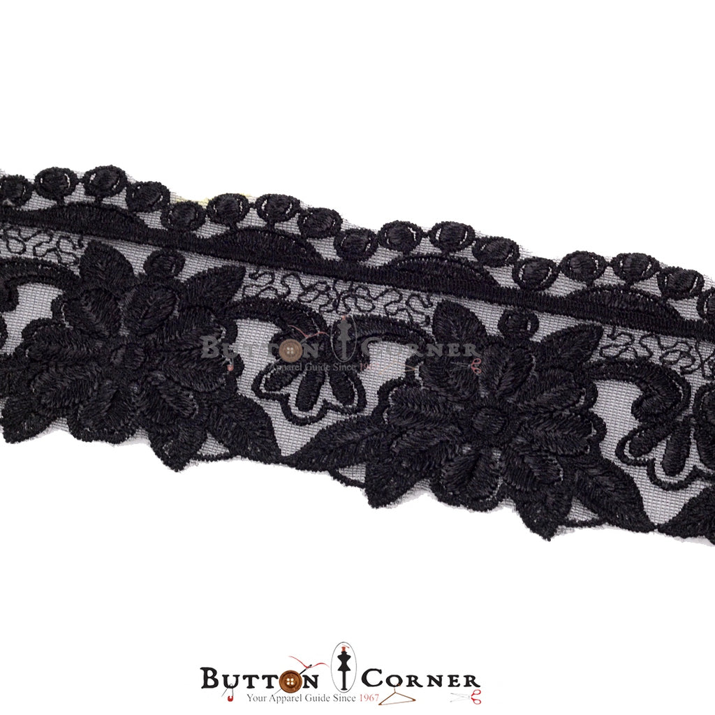 One Side Border Shuttle Net Lace – Button Corner