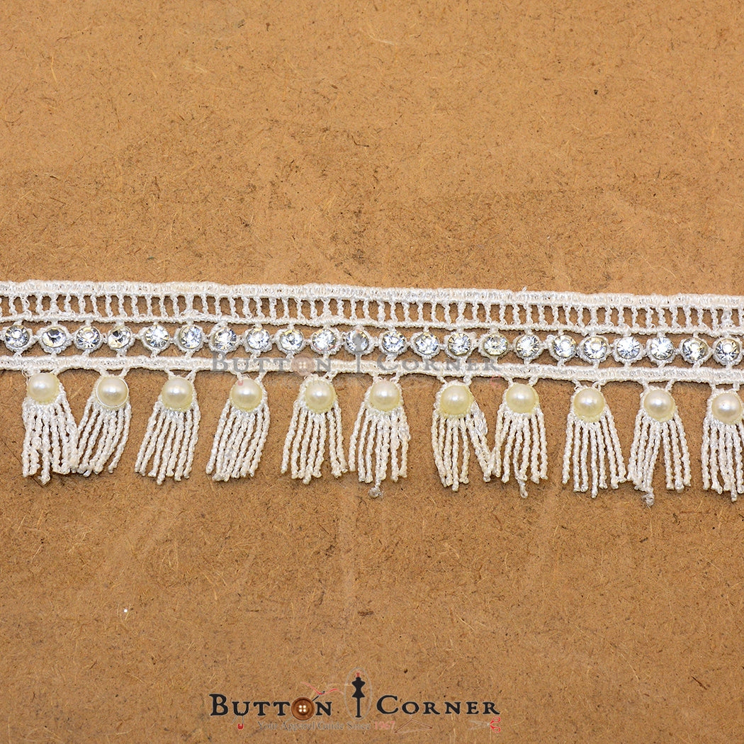 Pearl & Stone Border Lace – Button Corner