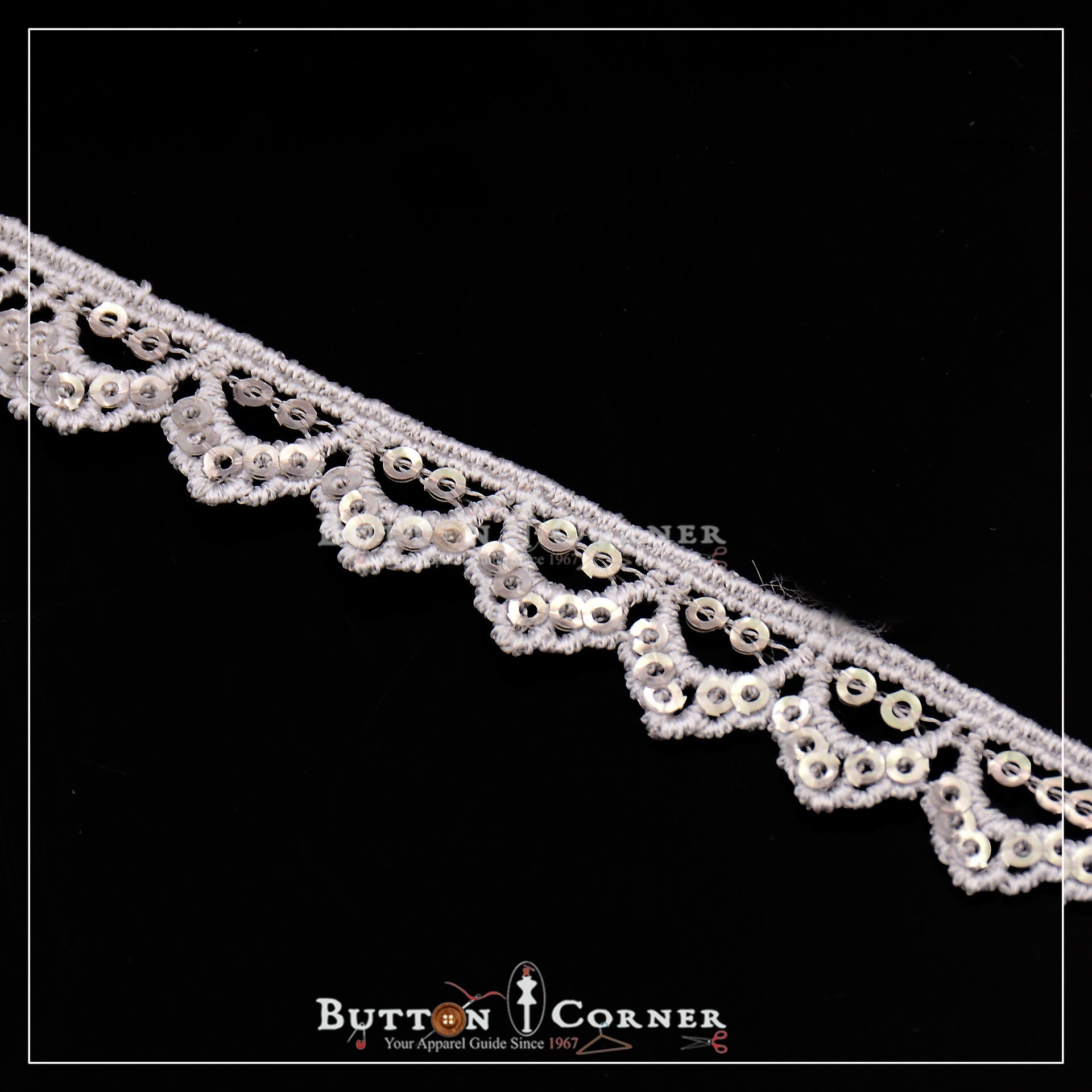 One Side Border Sequence Lace – Button Corner