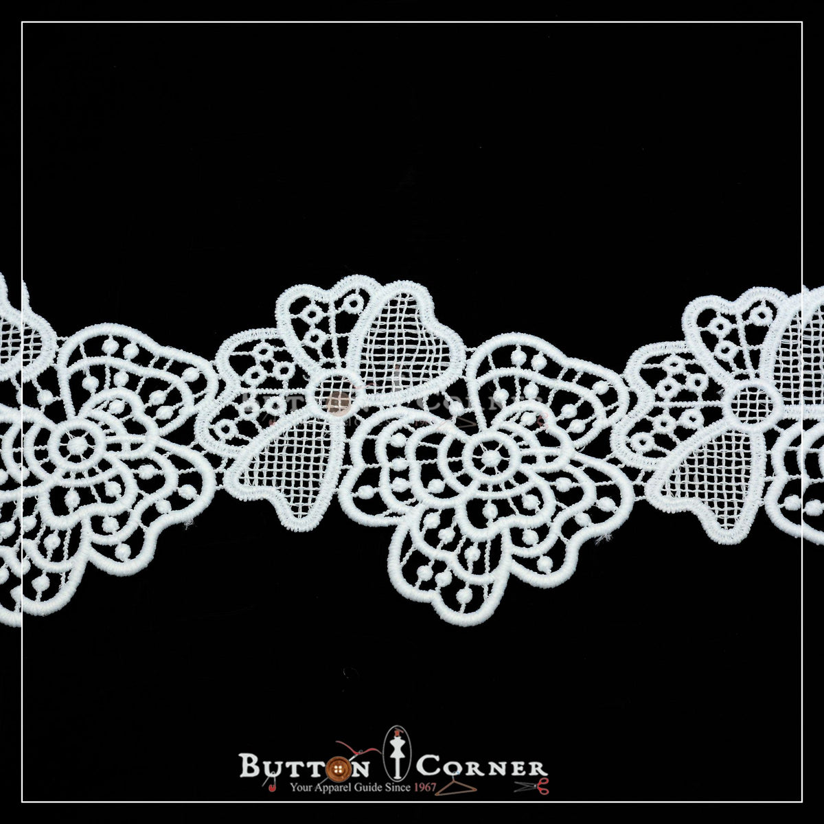 Imported Shuttle Lace – Button Corner