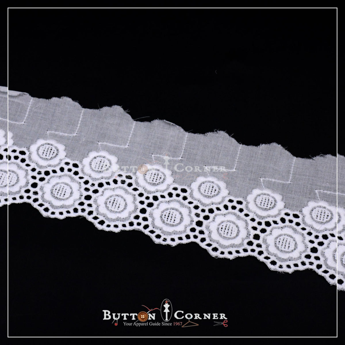 One Side Border Cotton Lace – Button Corner